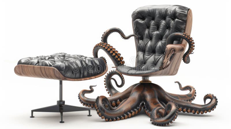 A Chair and Ottoman with an Octopus Design on the Seat, AI Stock Photo ...