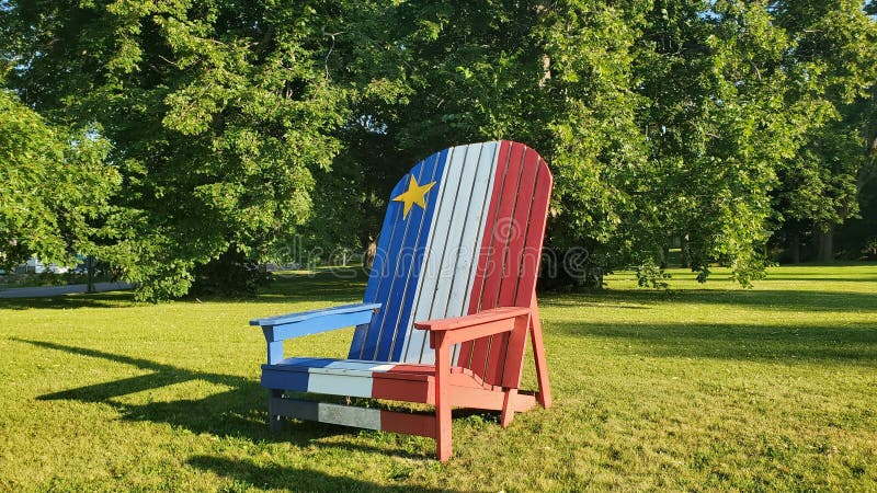 Chair Painted in American Flag Colors on the Grass Stock Image - Image ...
