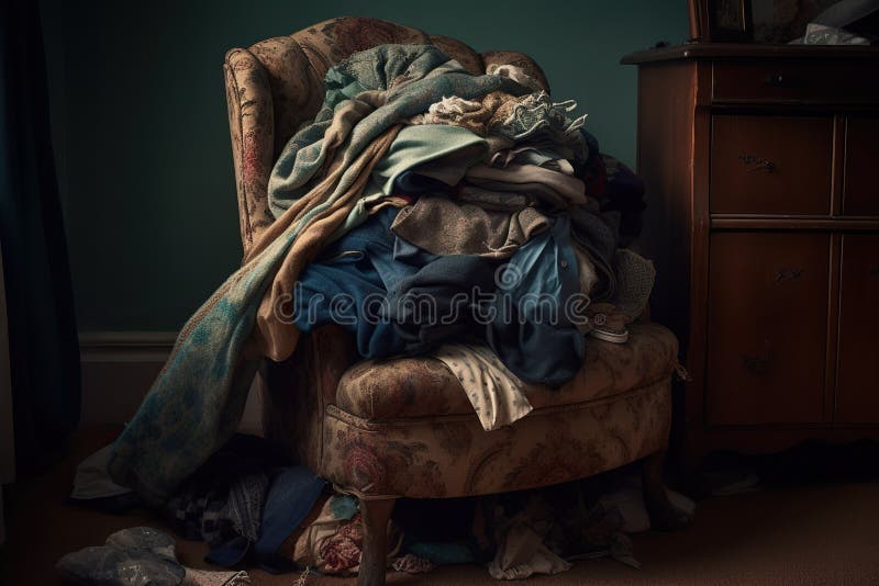 Chair with a Pile of Clothes, Concept of Clutter, Created with ...