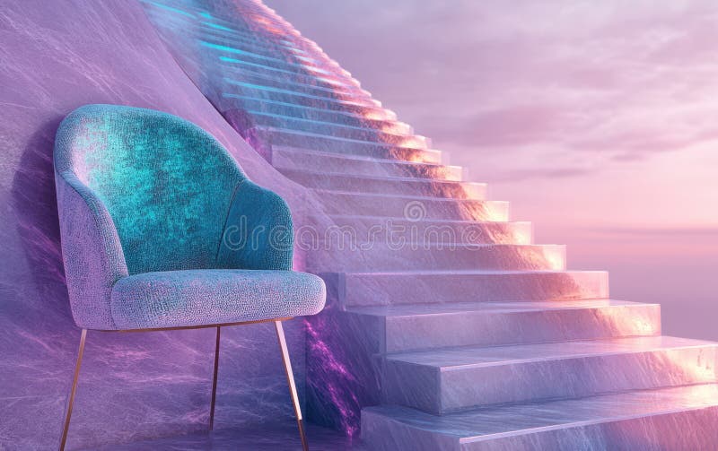 A Chair Positioned in Front of a Staircase, Creating a Simple Indoor ...