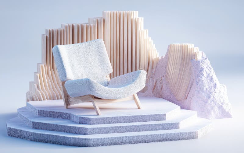 A Chair Rests on a Platform with a Stunning Mountain Backdrop. Stock ...