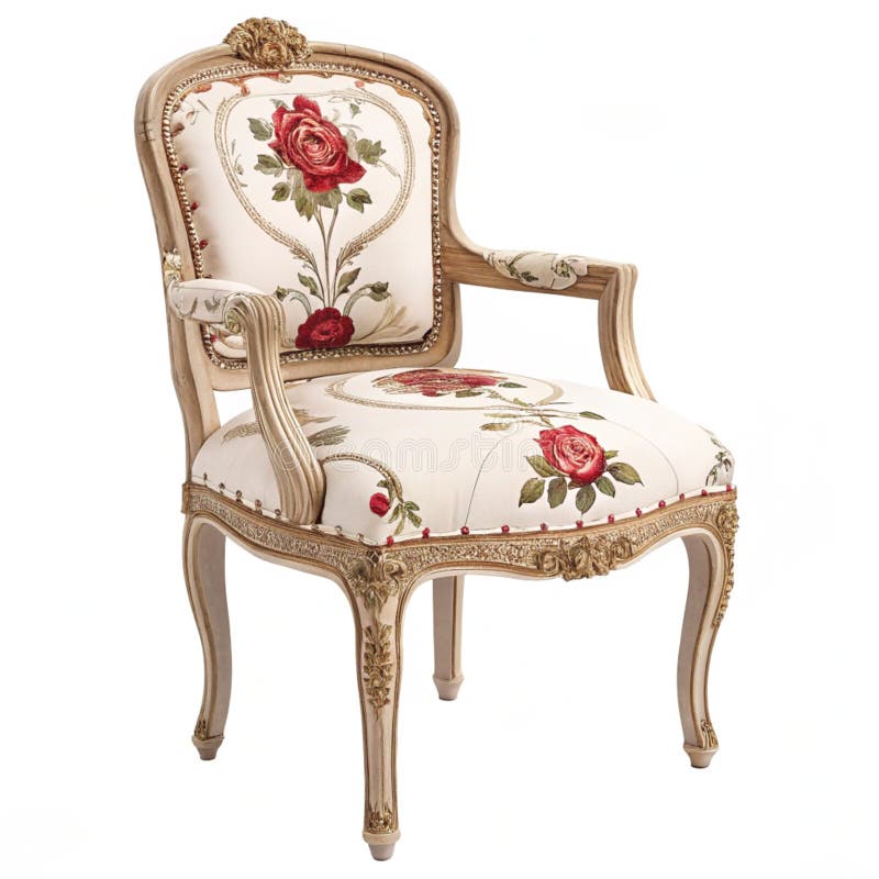 Chair with Rose Ornaments Isolated on Transparent Background Stock ...