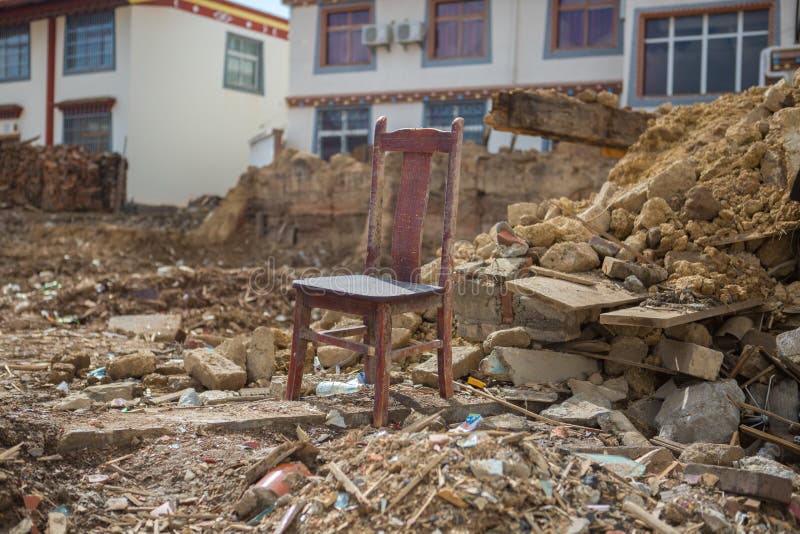 Chair among Rubble after a Fire in China Stock Photo - Image of outside ...