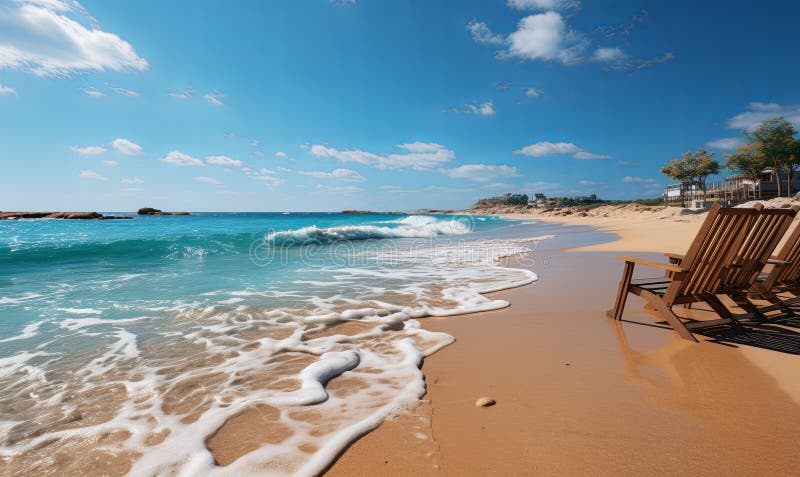 Chair on Sandy Beach by Ocean Stock Image - Image of coastal, summer ...