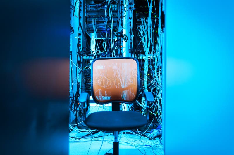Chair in the server room stock image. Image of server - 65944491