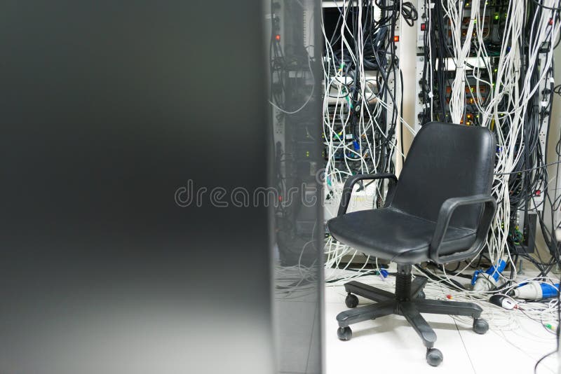 Chair in the server room stock photo. Image of datacenter - 72019394