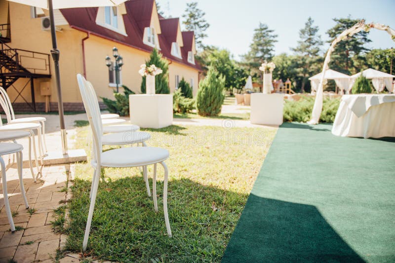 Chair Set for Wedding or Another Catered Event Visiting Ceremony Stock ...