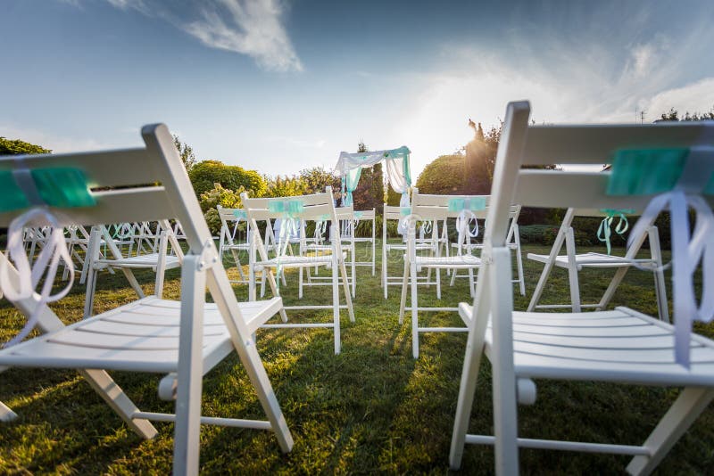 Chair setting for Wedding stock photo. Image of coastline - 78704792