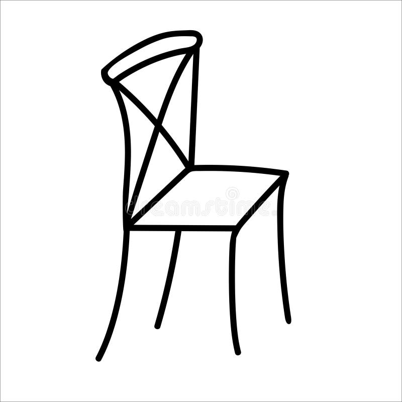 Chair Side View Vector Doodle Hand Drawn Illustration Isolated on White ...