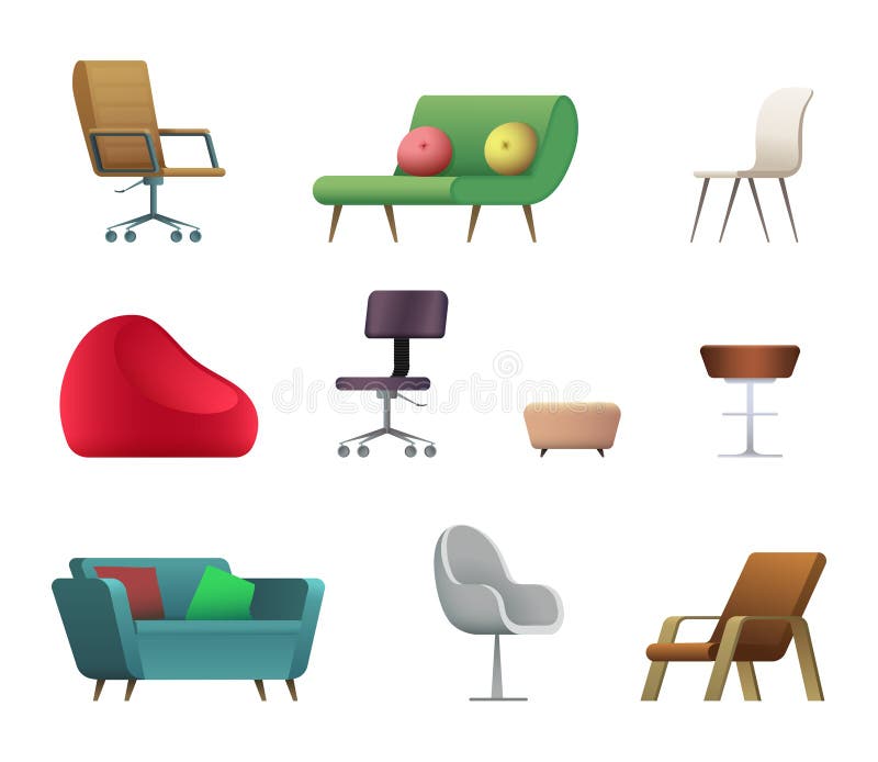 Chair and Sofa Design Collection. Vector Illustration Stock Vector ...