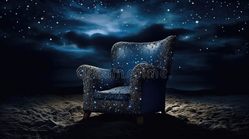 Chair with a Starry Background in the Style of Book Art Installations ...