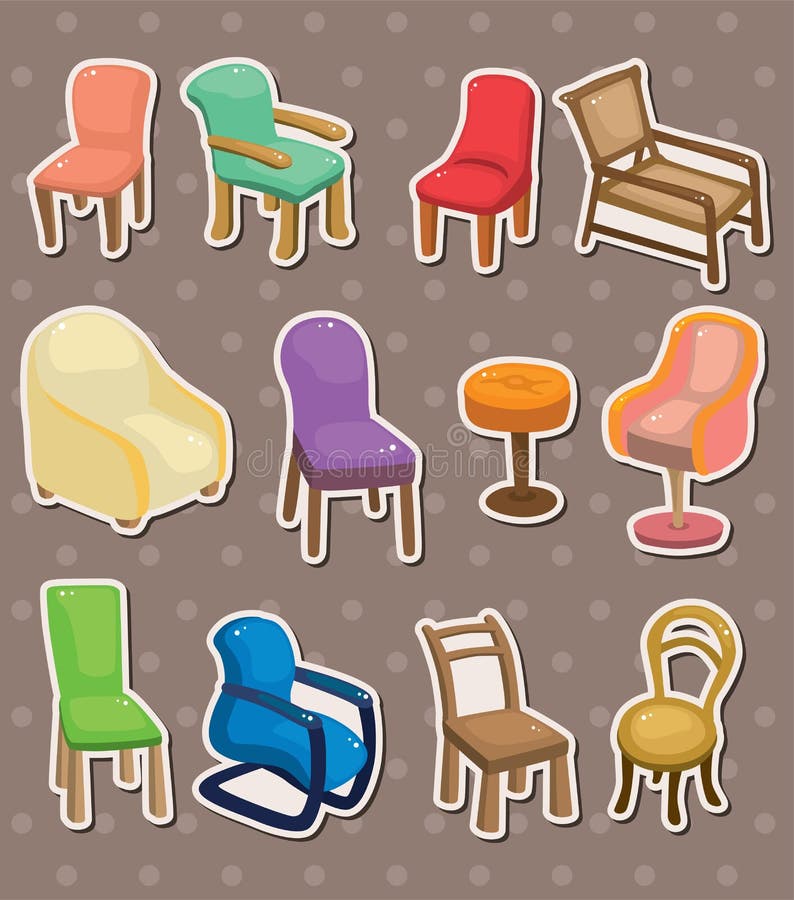 Chair stickers stock vector. Illustration of doodle, antique - 24979563
