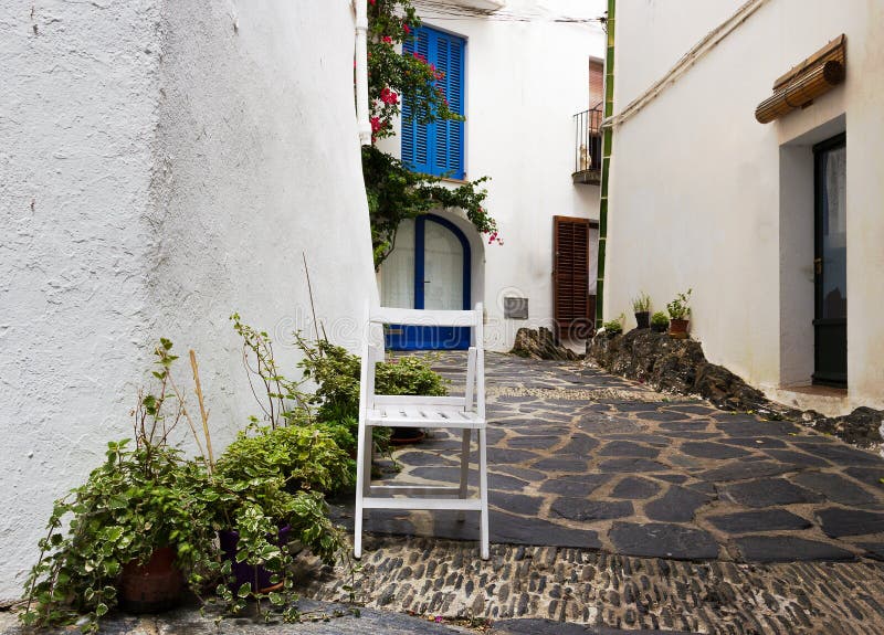 Chair on the street stock photo. Image of hipster, restaurant - 97239370