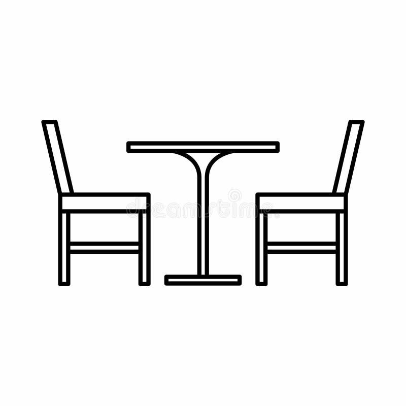 Chair and Table Icon Outline Vector Stock Vector - Illustration of ...