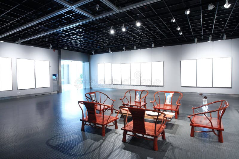 Chair and table in museum stock image. Image of illuminated - 15442425