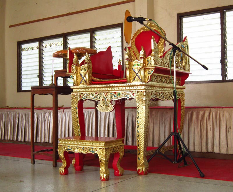 Chair for Thai Monk in Sermon Time Stock Photo - Image of thai, tool ...
