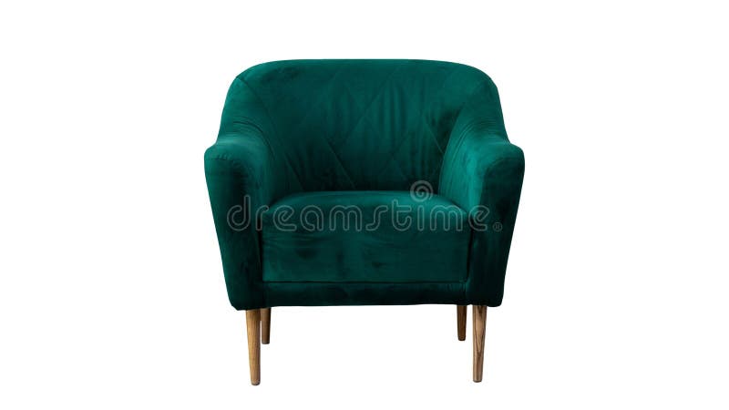 Green Armchair with a Plush, Velvety Texture and Rounded Backrest Stock ...