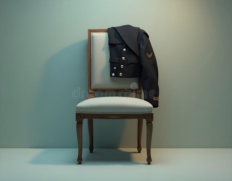 A Chair with a Veteran Army Coat Folded on the Backrest Stock ...