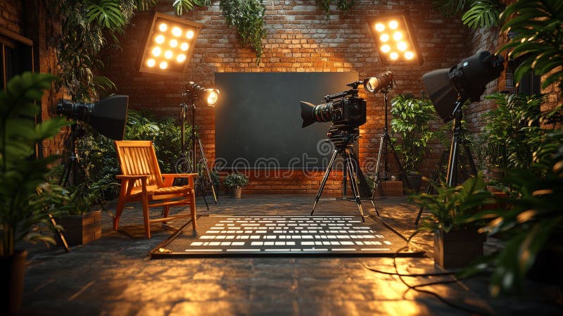 Chair for Video with a Camera and Adequate Lighting Stock Illustration ...