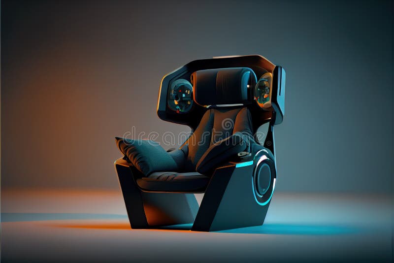 Chair with VR extension. stock illustration. Illustration of reality ...