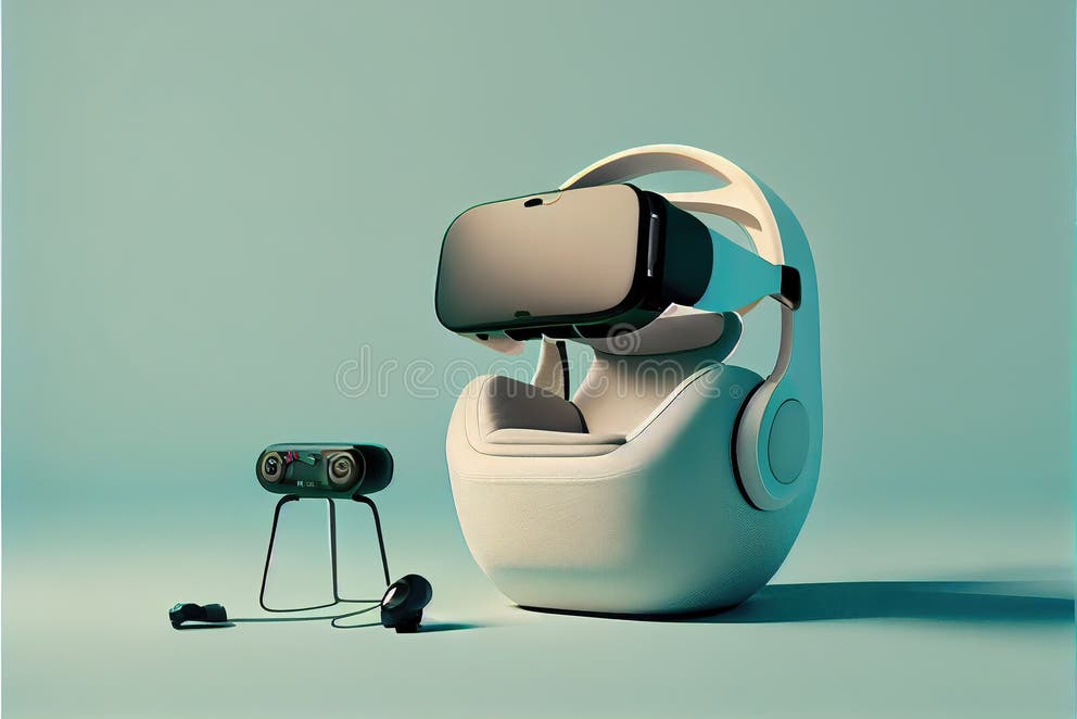 Chair with VR extension. stock illustration. Illustration of experience - 267476802