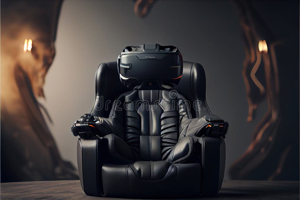 Chair with VR extension. stock illustration. Illustration of entertainment - 267477107