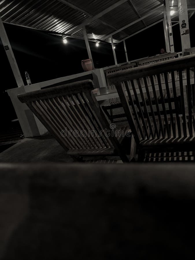 Chair Wood Scary Night Black Situation Editorial Image - Image of ...