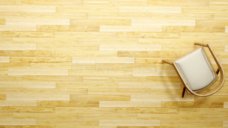 Chair on Wooden Floor Top View for Artwork - 3d Rendering Stock ...
