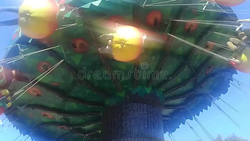The Chairoplane Carousel at the Funfair Festival in Park. Stock Video ...