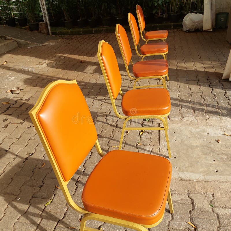 Chairs Arranged for the Queue of Visitors Stock Image - Image of ...
