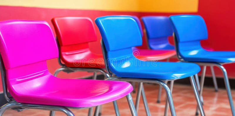 Chairs Arranged in a Row Showcasing Colorful Seating, a Vibrant Theme ...