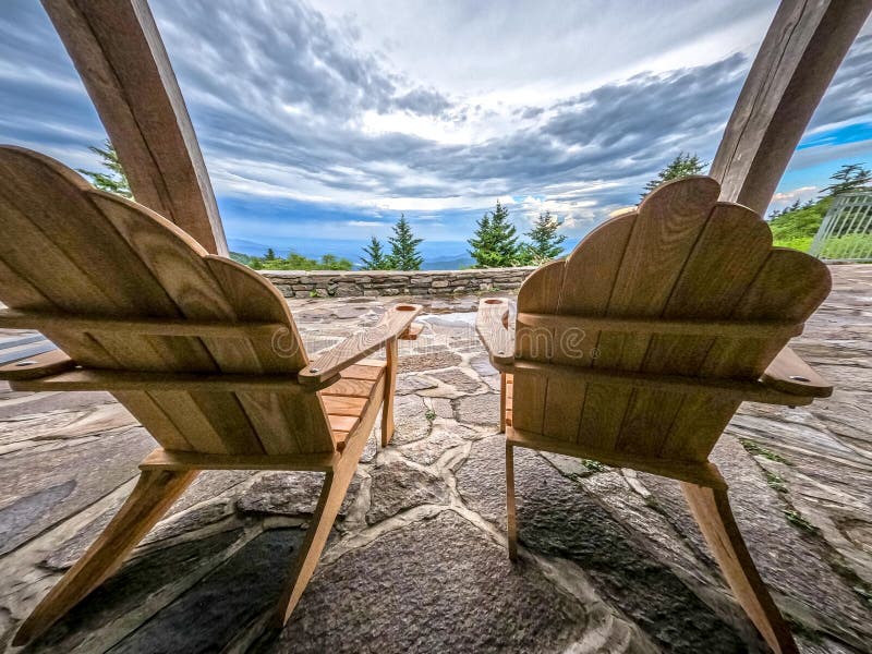 Chairs and Beautiful Mountain View Stock Image - Image of canadian ...