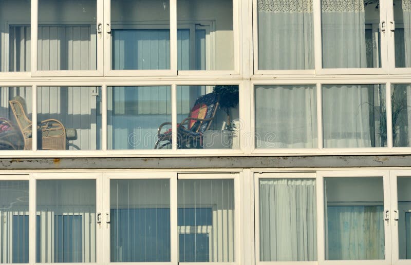 Chairs Behind Glass Windows Stock Photo - Image of reflection, interior ...