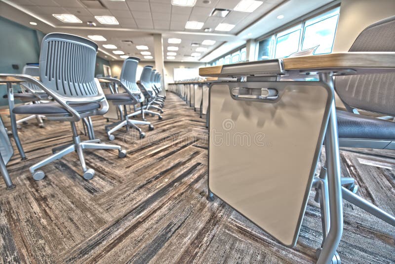 Chairs, Classroom, Empty stock image. Image of hall - 109890561