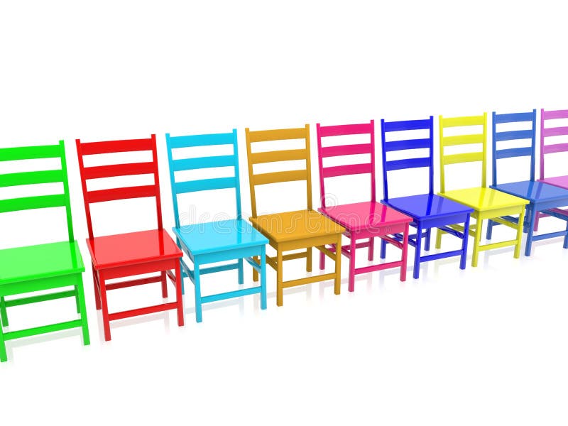 Chairs of Different Colors in One Row Stock Illustration - Illustration ...