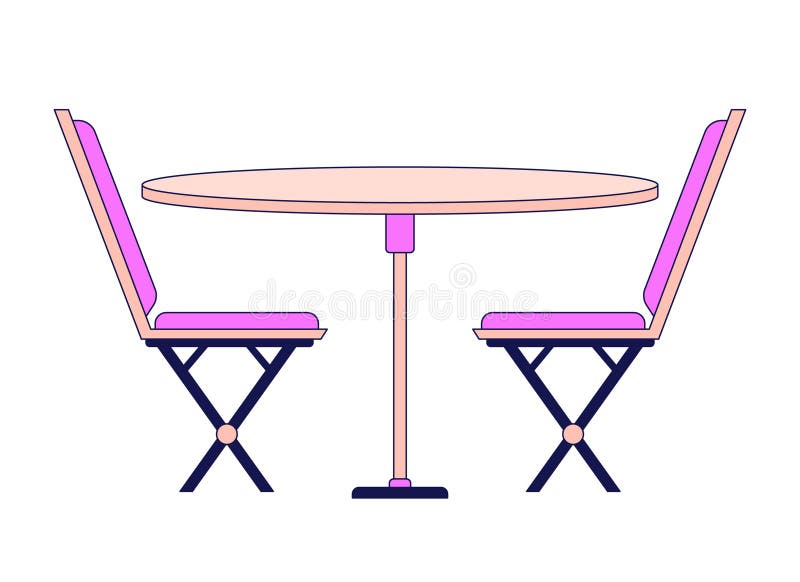 Chairs with Dining Table Flat Monochrome Isolated Vector Object Stock ...