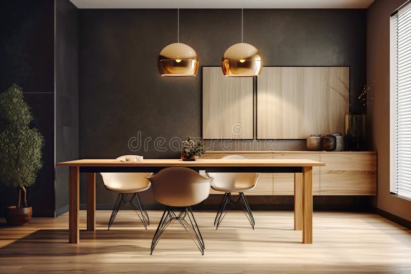 Chairs at Dining Table. Interior Design of Modern Dining Room with ...