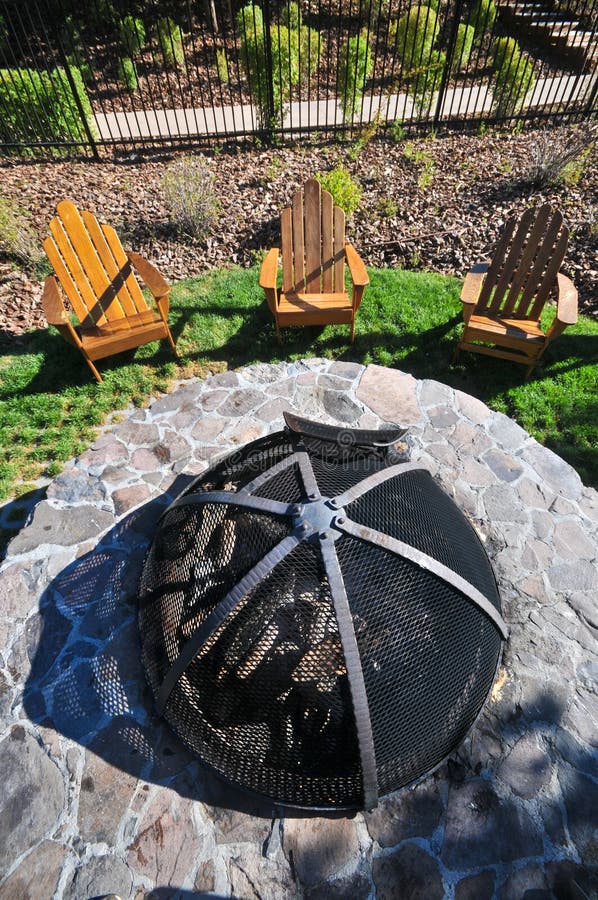 Chairs by a Fire Pit from Above Stock Photo - Image of stones, chairs ...