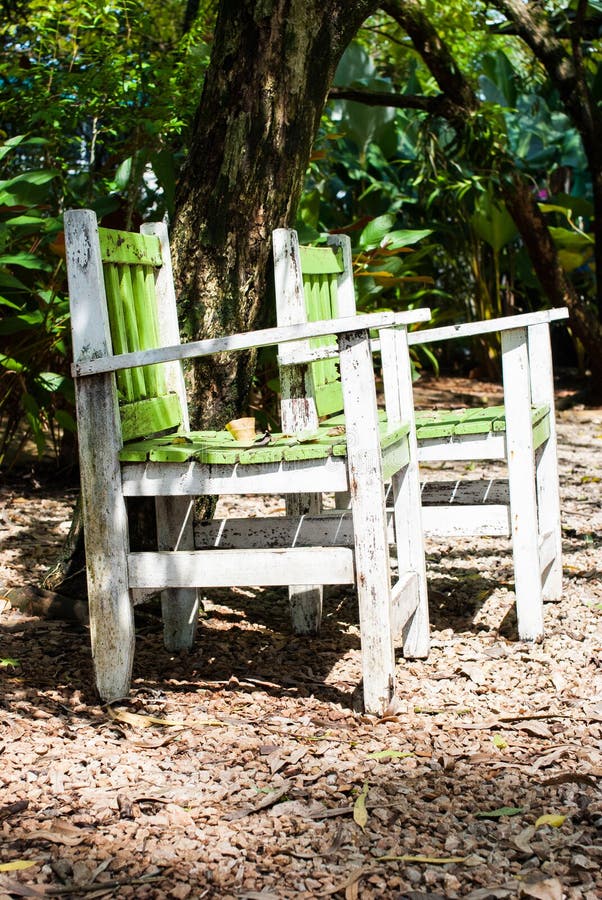 2 chairs in the garden stock photo. Image of sunny, chair - 33156046