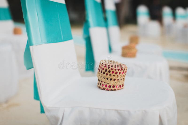 Chairs with Gifts at the Wedding Ceremony Stock Photo - Image of ...