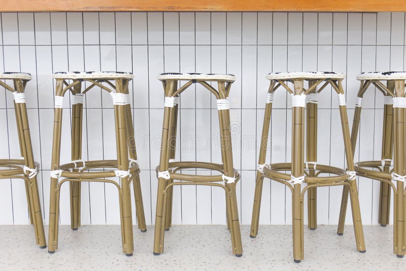 Chairs Made of Rattan Line Up in Front of the Bar Stock Image - Image ...