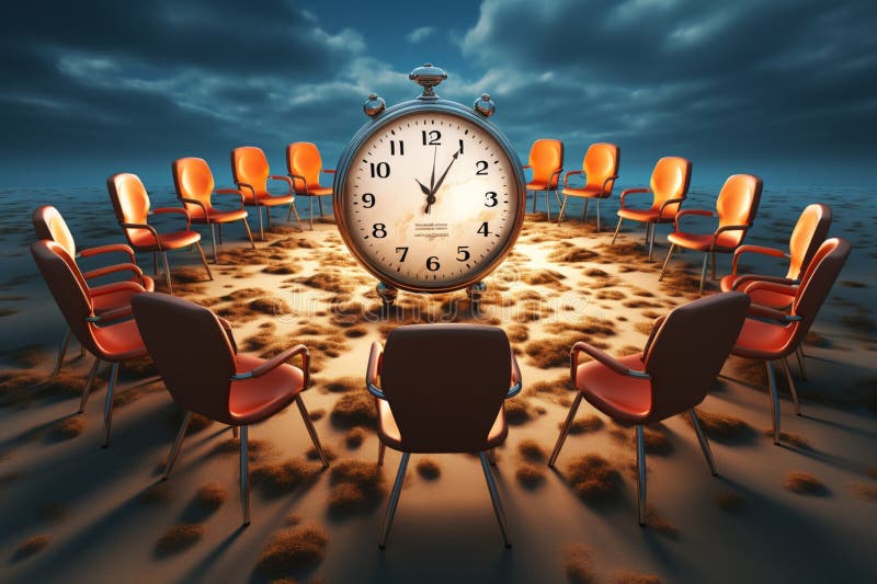 Chairs Meet Clock an Illustrative Rendering Creates a Unique and ...