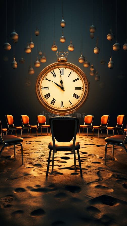 Chairs Meet Clock an Illustrative Rendering Creates a Unique and ...