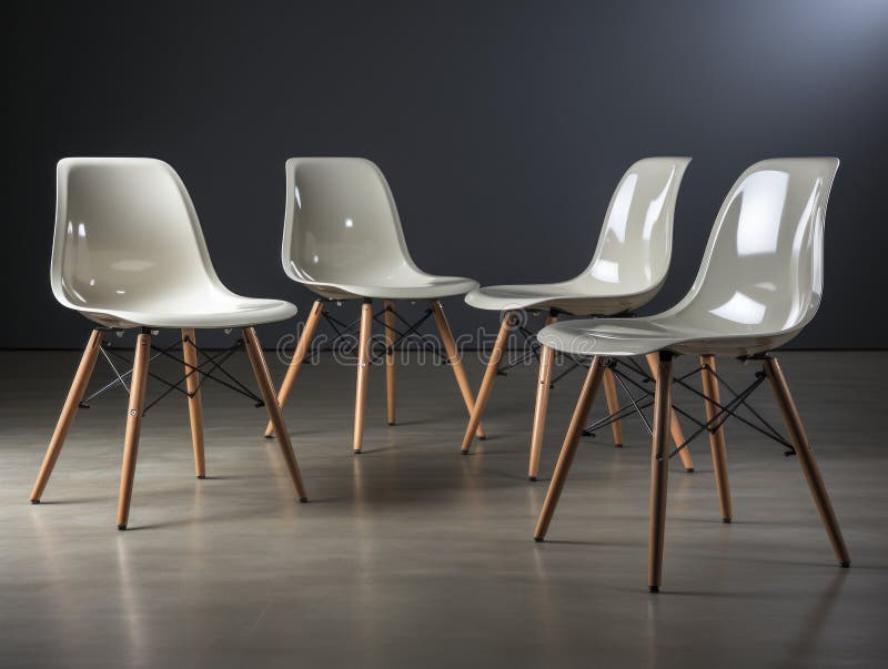 Chairs in Modern Design Arranged in Front of the Gradient Grey Wall for ...