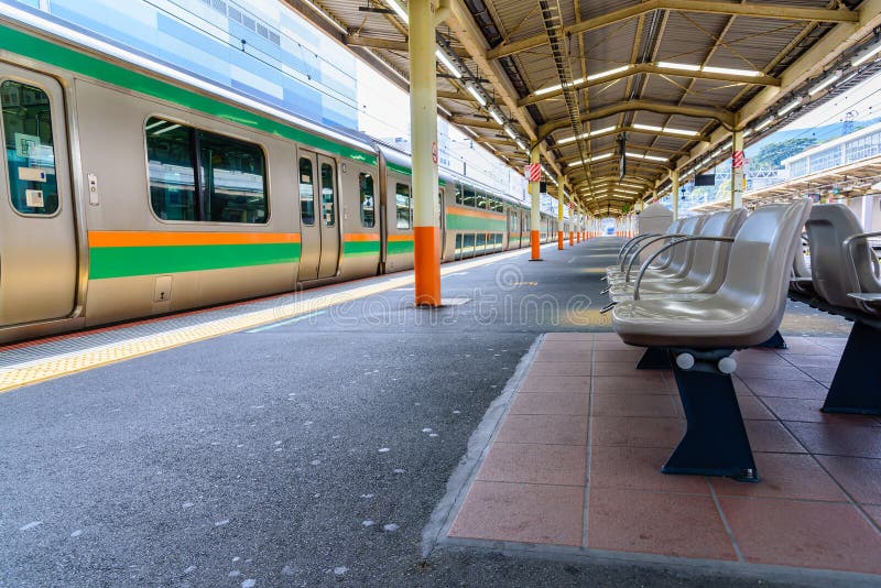 Chairs for Passenger Waiting Area at Railway Station Platform. Public ...