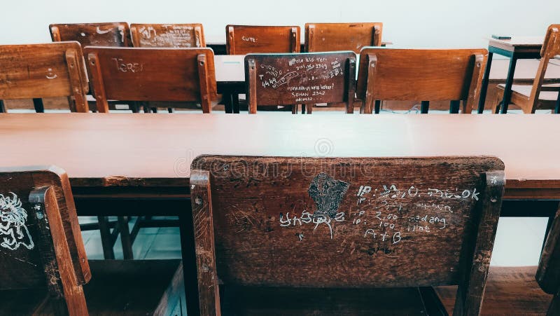 Chairs Placed Inside a Classroom Stock Image - Image of table, flooring ...