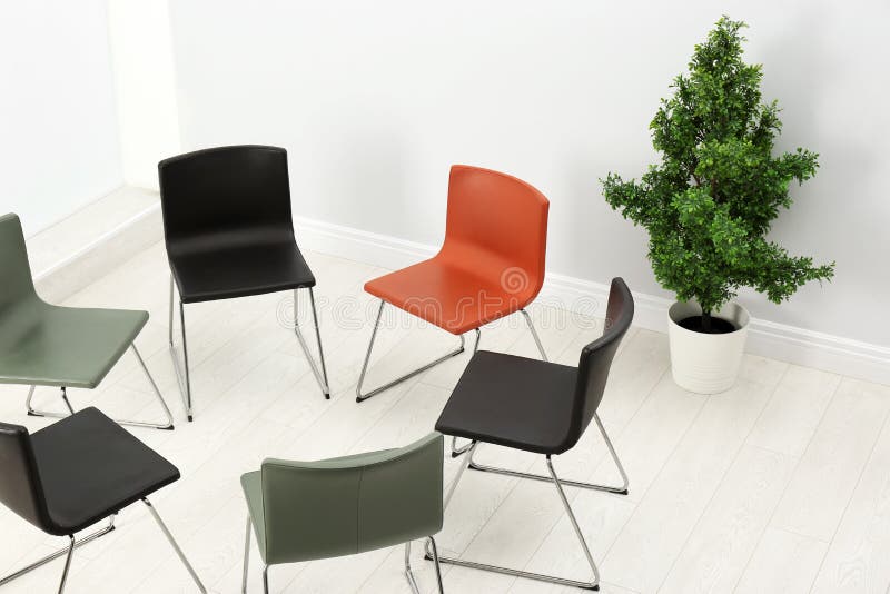 Chairs Prepared for Group Therapy Session in Office. Stock Photo ...