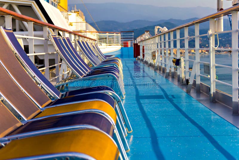 Chairs in a Row on Cruise Ship Stock Image - Image of people, boat ...