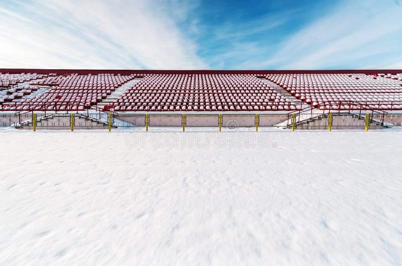 Chairs at Stadium, Covered with Snow in Winter Stock Image - Image of ...