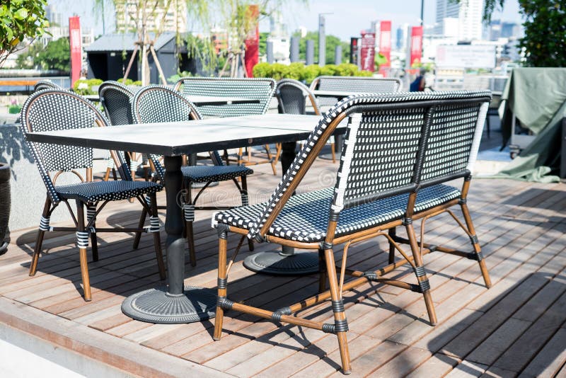 Chairs and Table at Closed Restaurant. Stock Photo - Image of outdoor ...